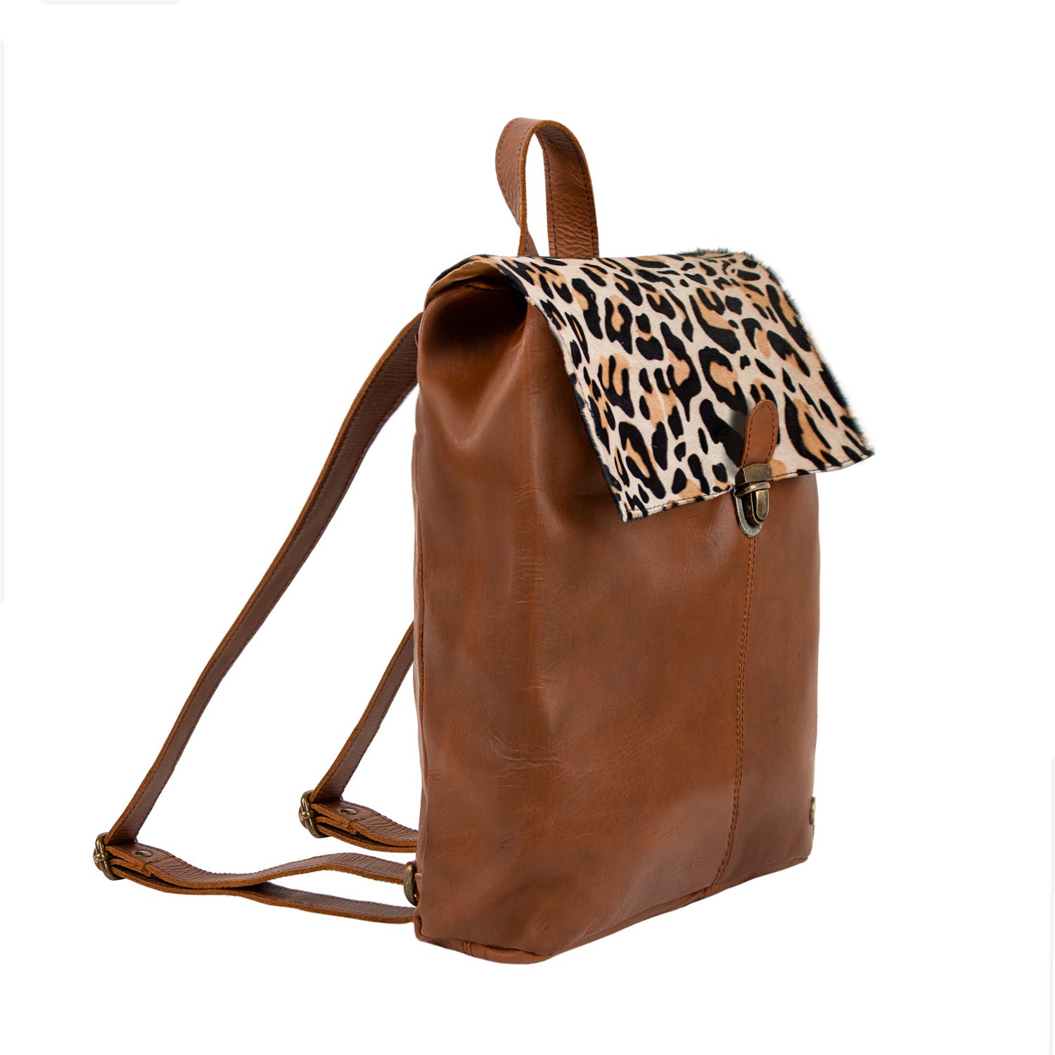 Leather Leopard Print Backpack with 15 inch Laptop Capacity - Animal ...