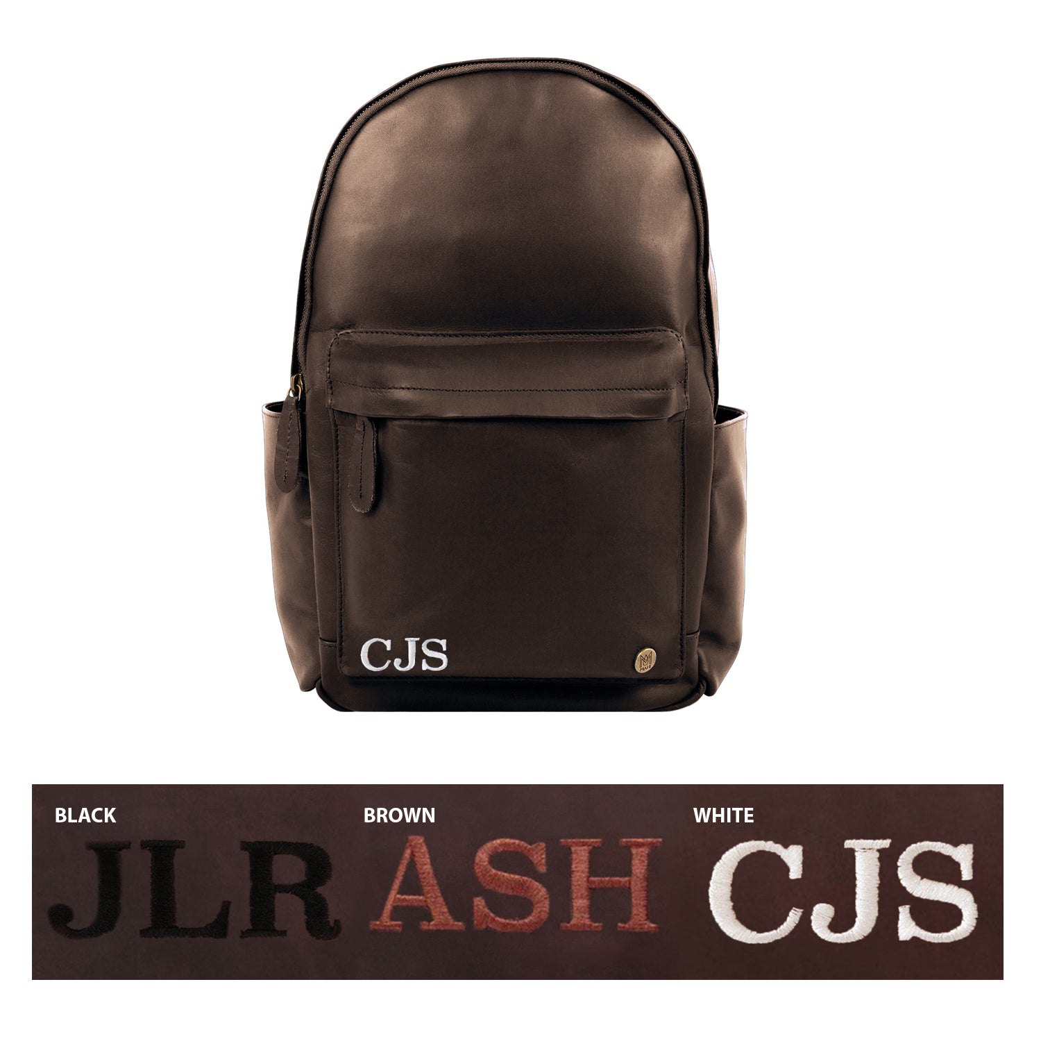 Personalized Dark Brown Leather Backpack with Side Pockets And 13 Inch ...