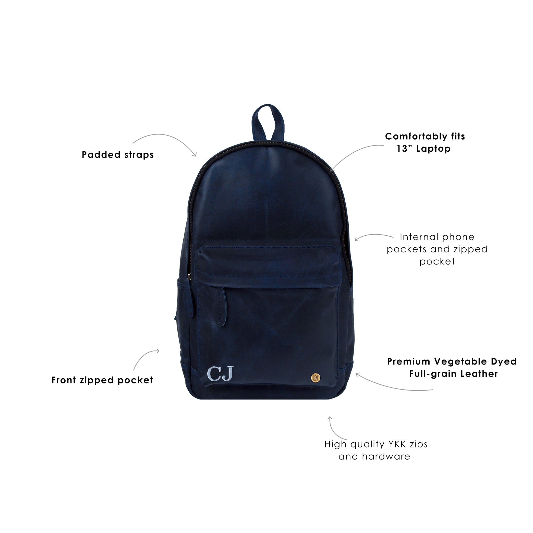 Classic Navy Leather Backpack For Work or College | Back to School ...