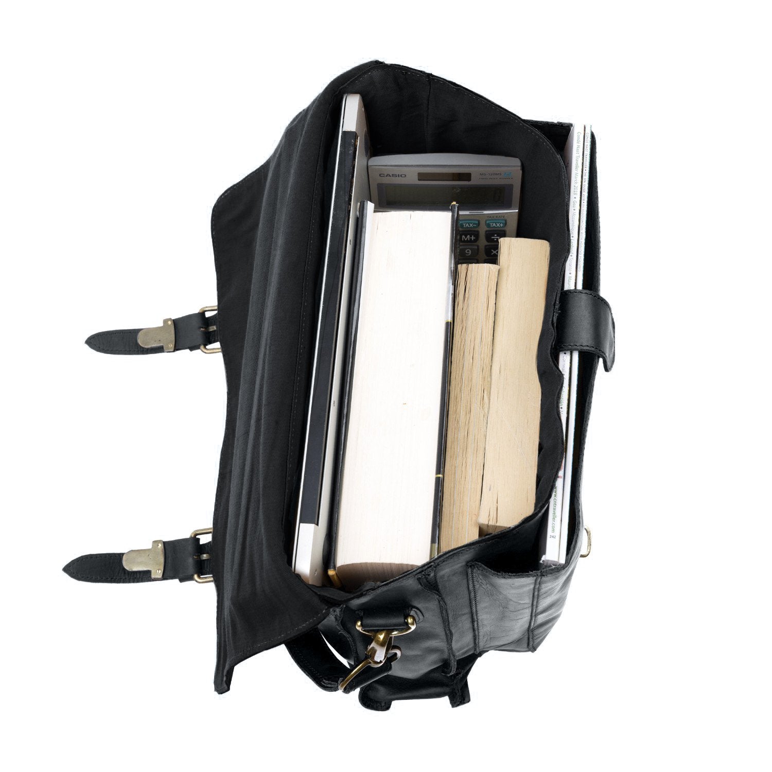 Personalized Black Leather Messenger Bag for Students and Professionals ...