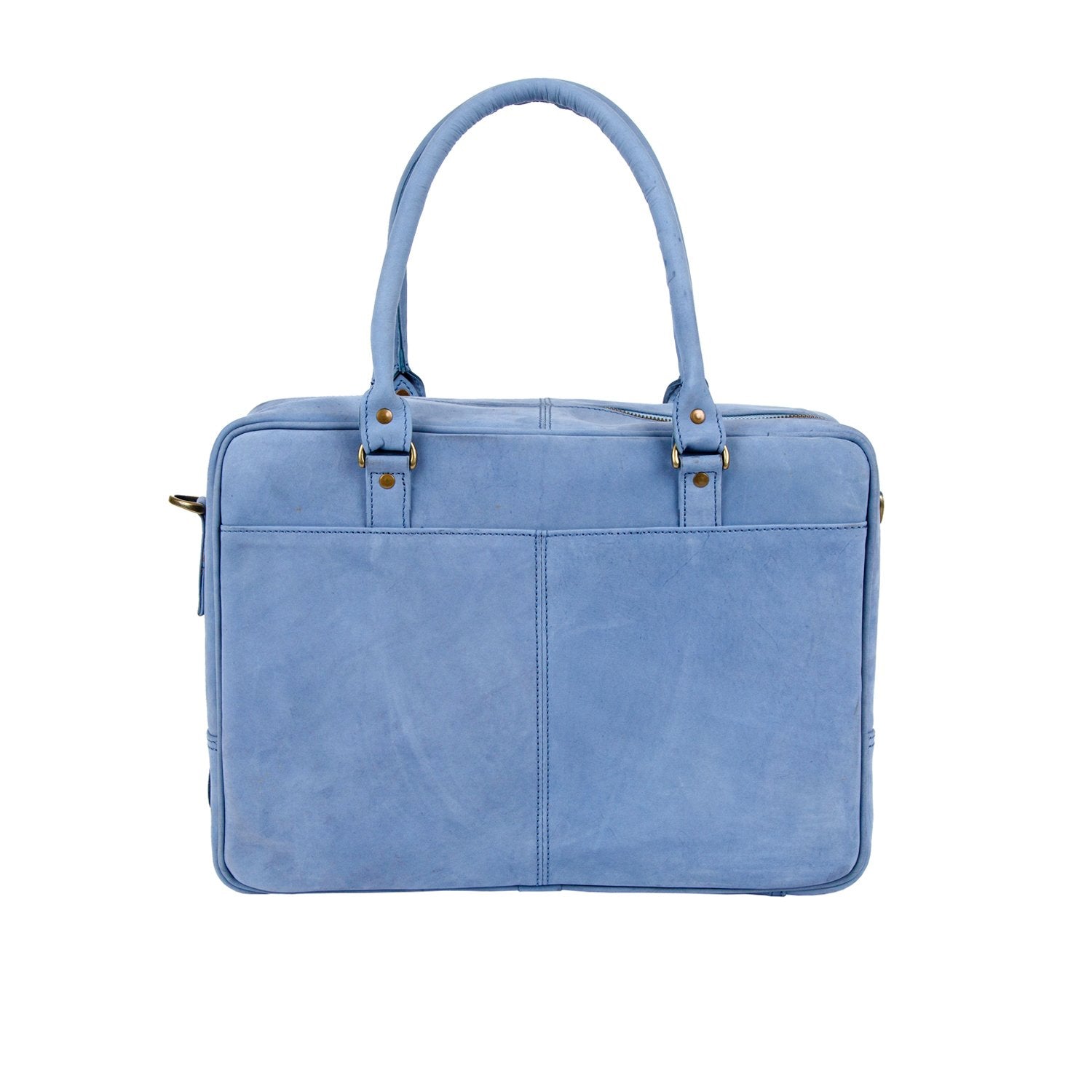 Blue Suede Leather Laptop Bag for Work with 15" Laptop Capacity – MAHI ...
