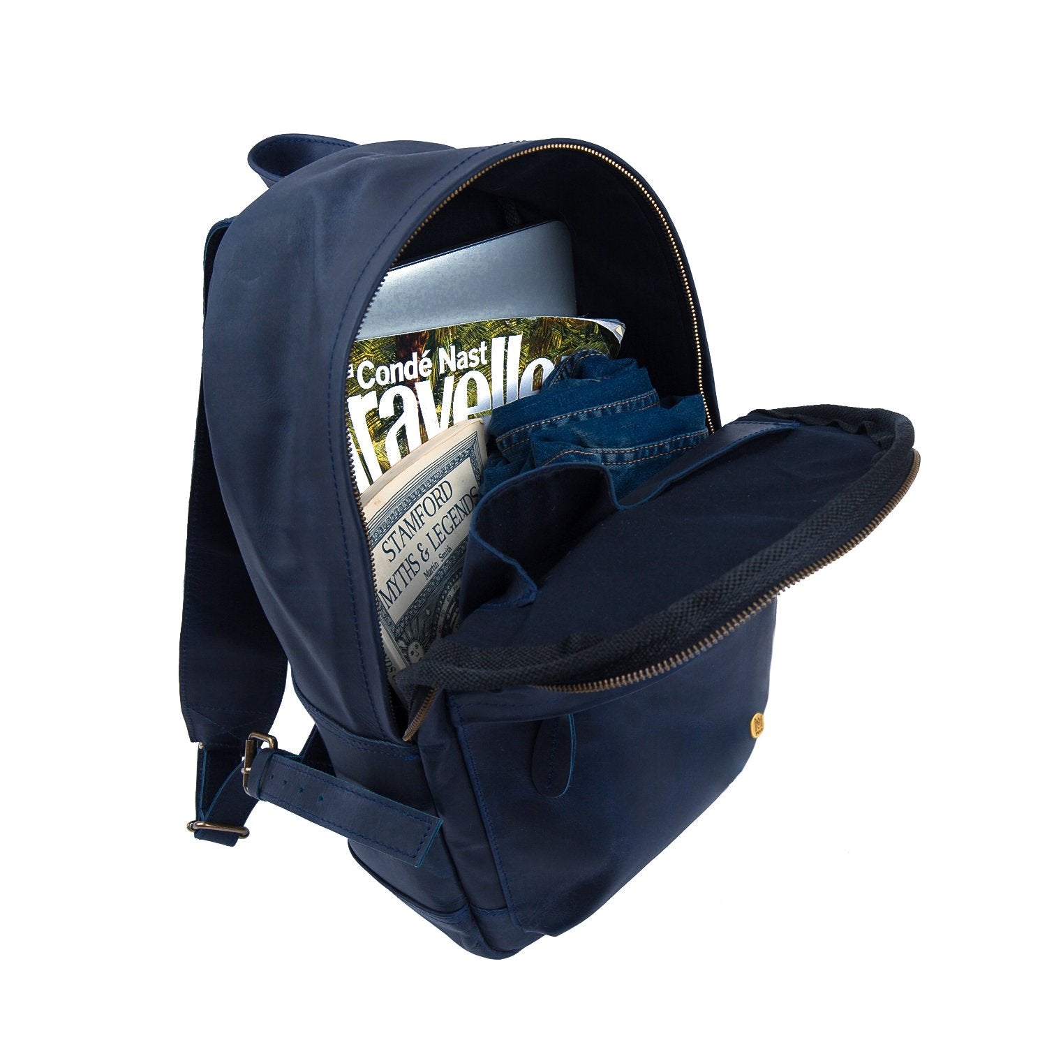 Classic Navy Leather Backpack For Work or College | Back to School ...