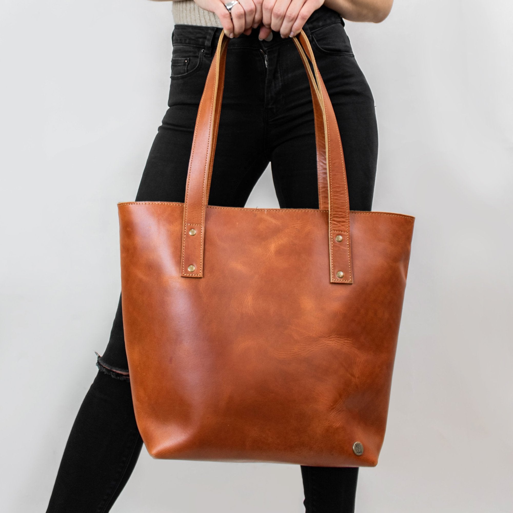 Classic Tan Tote | Personalised Open Top Handbag – MAHI Leather