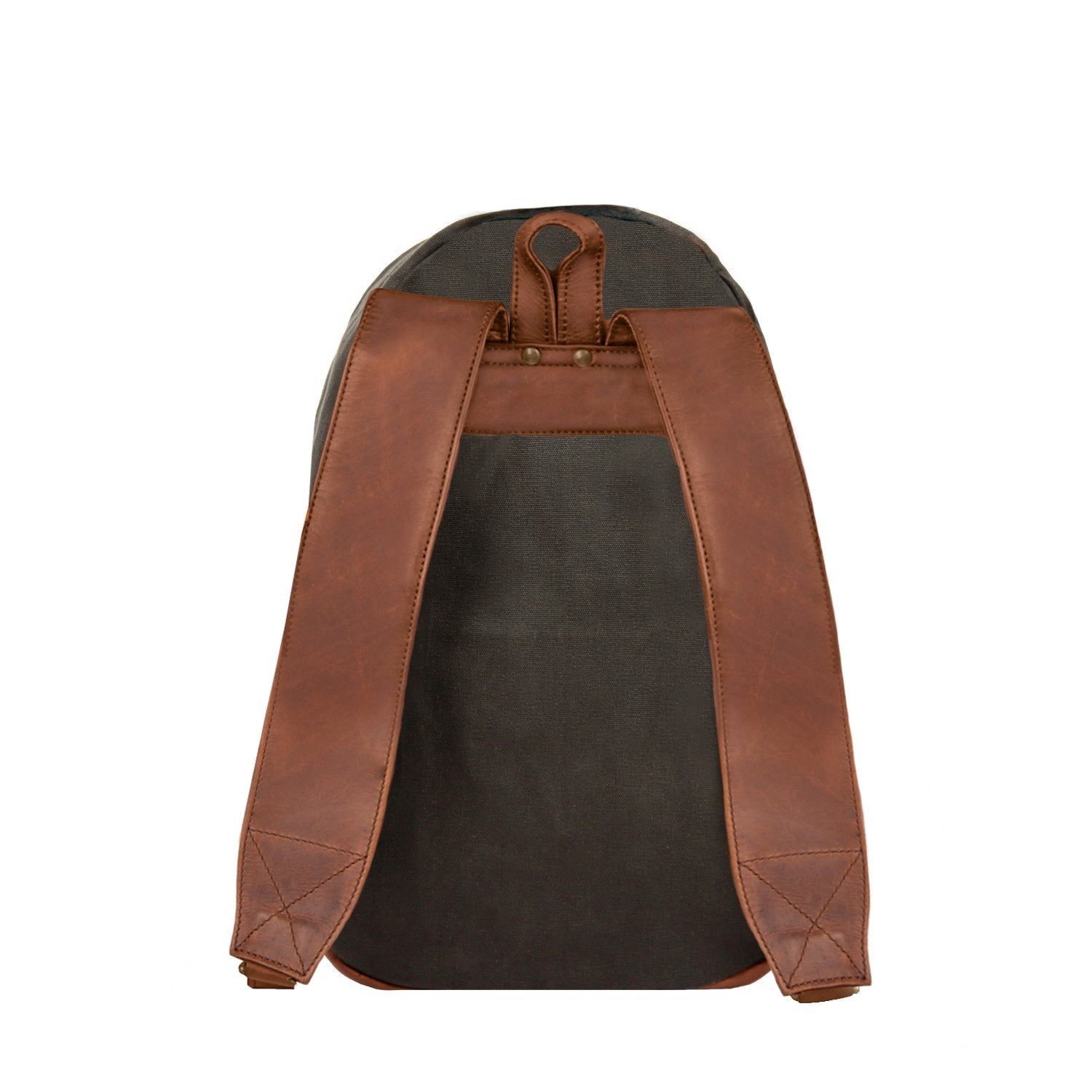 Green Canvas and Brown Leather Backpack For College | Back to School ...