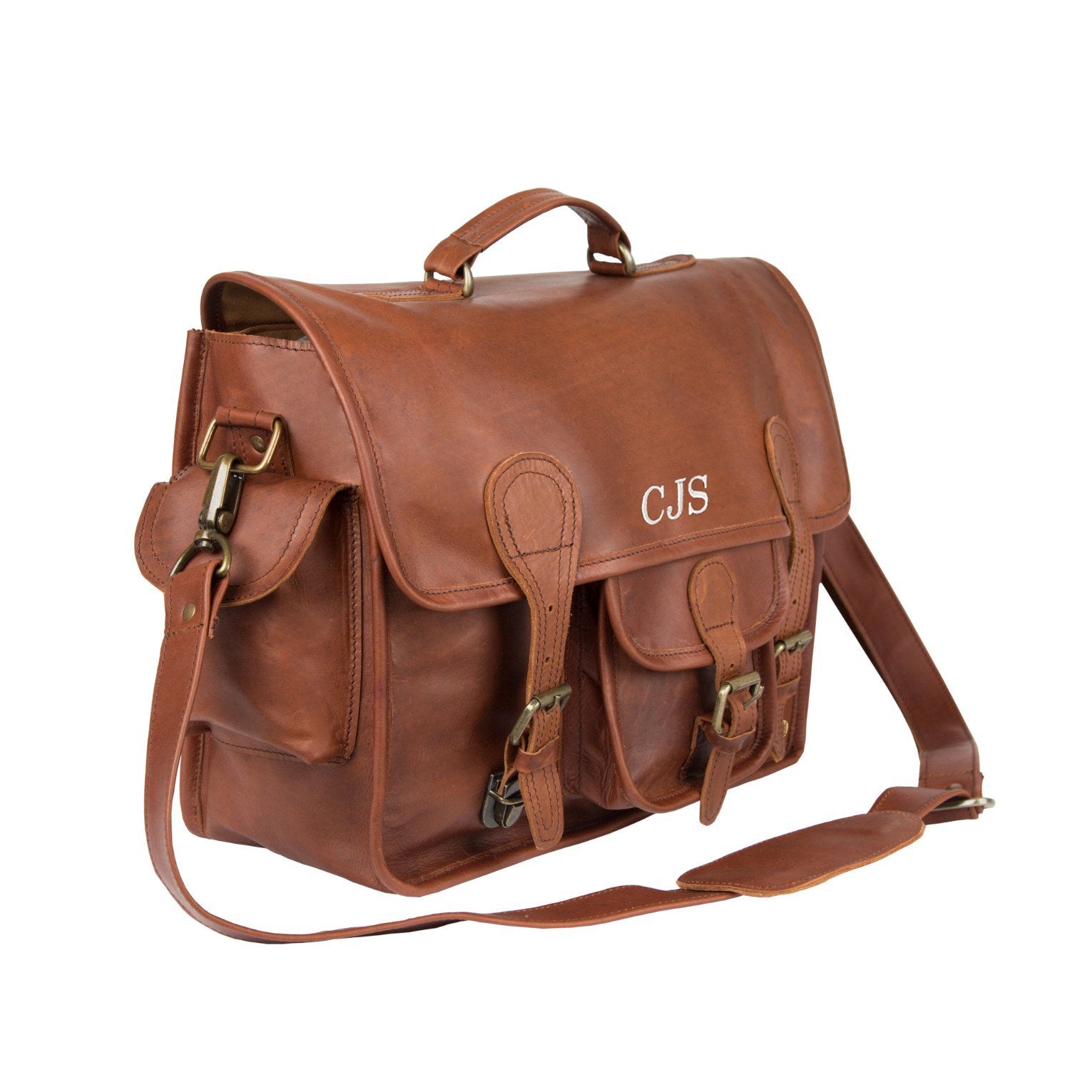 Brown Leather Satchel for students and professionals - 15" Laptop ...