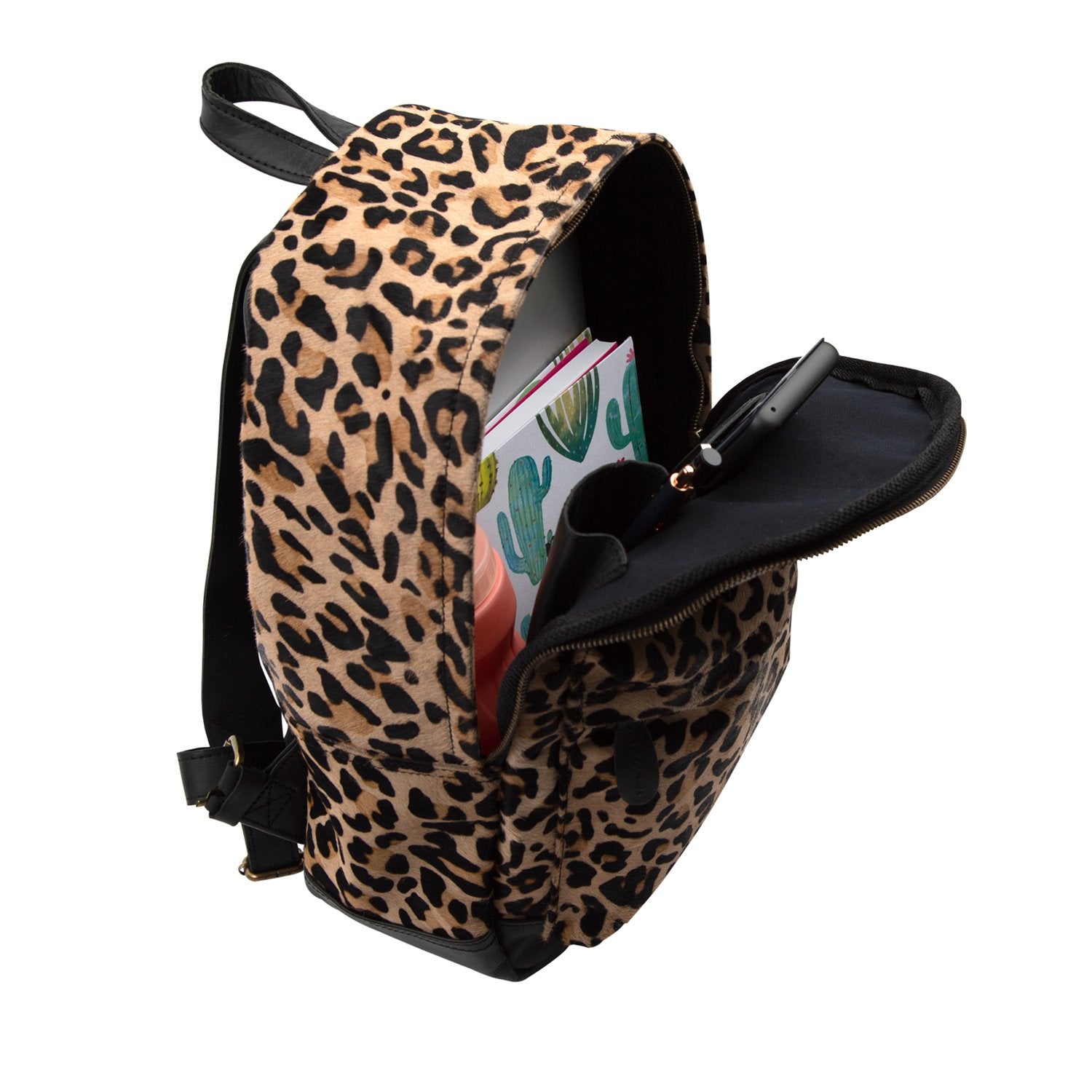 Leopard Print Backpack; Cowhide Leather Backpack For Work or School ...