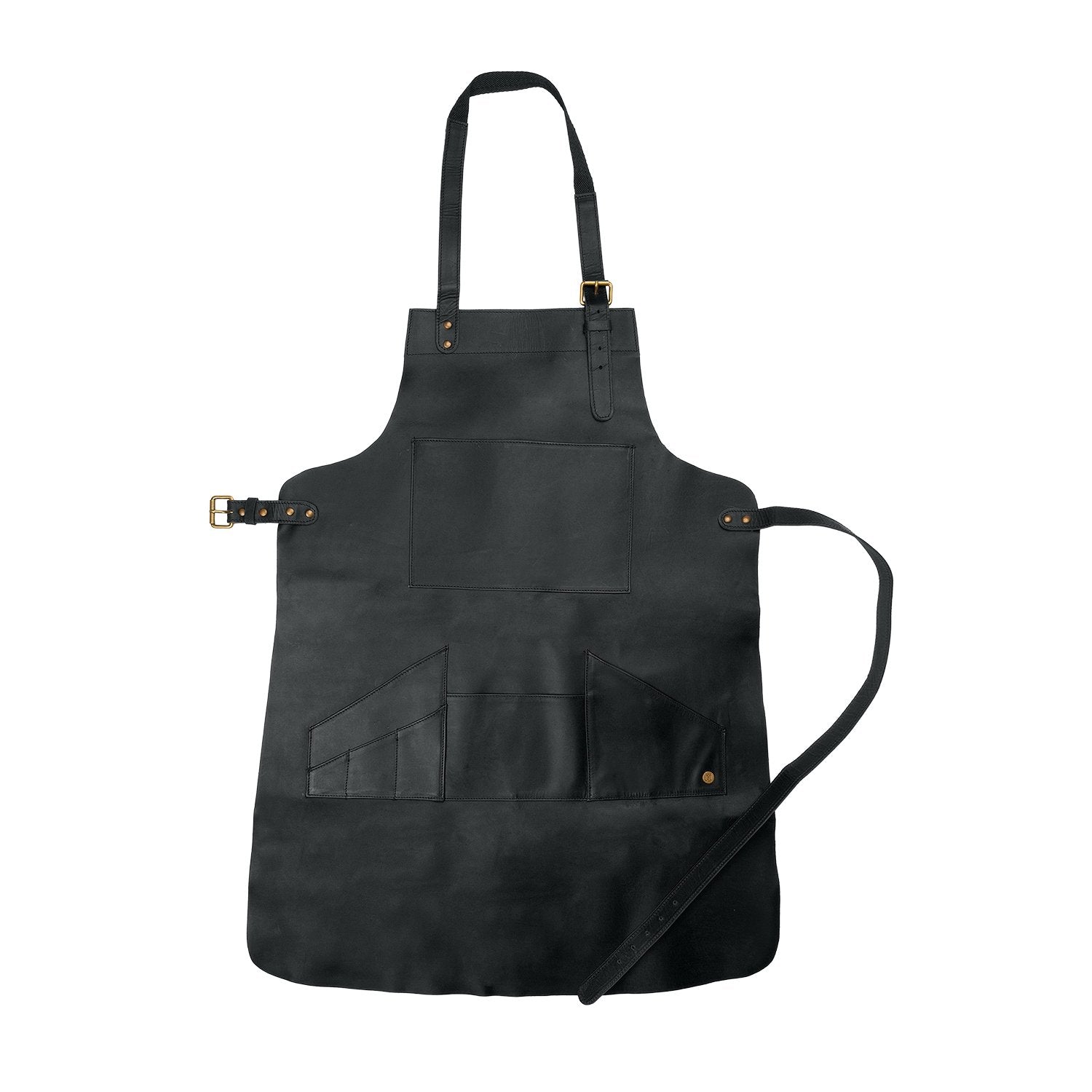 Multi-Pocket Black Leather Apron | Full Grain Leather Apron for DIY ...