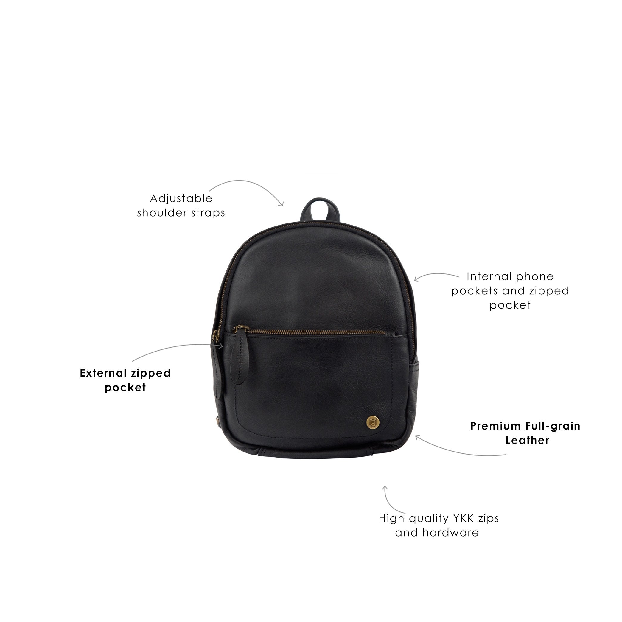 Personalized Black Leather Mini Backpack-Backpacks for School +College ...