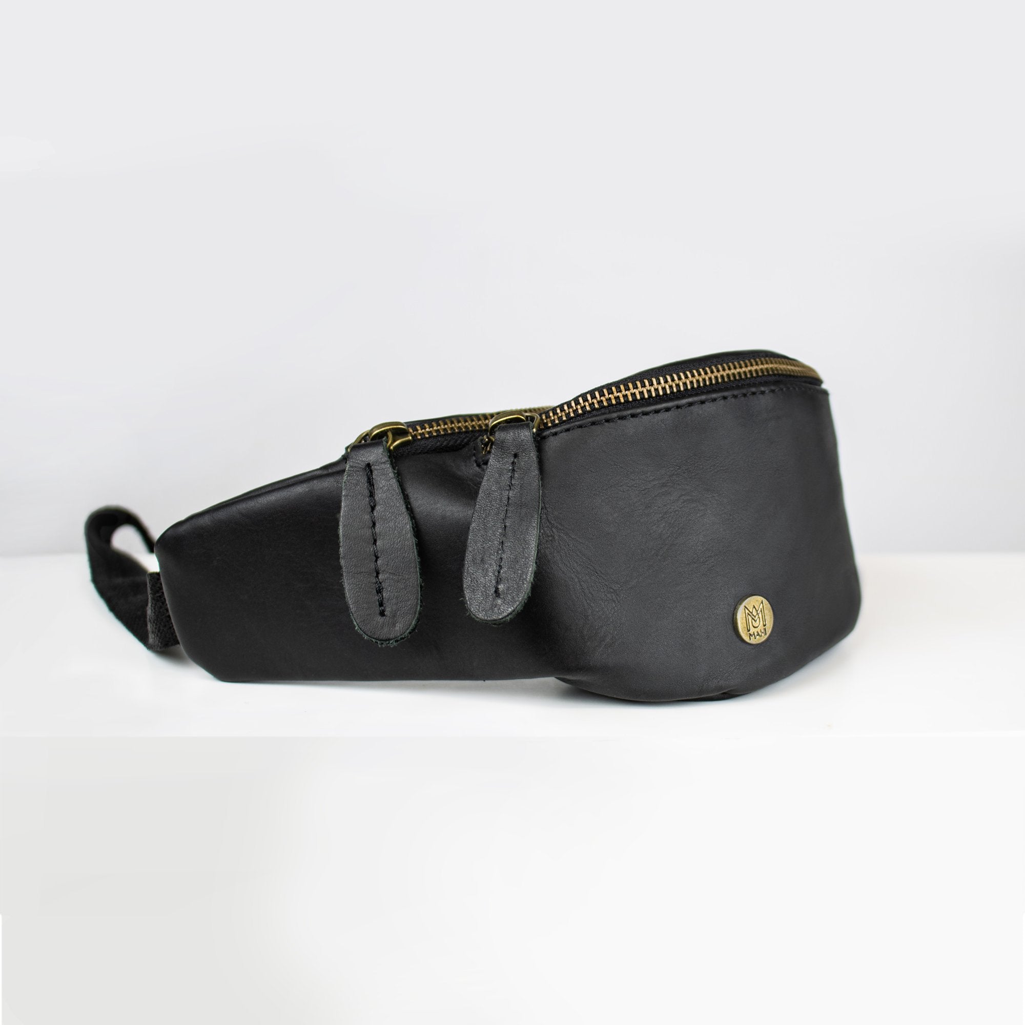 Personalised Black Leather Bum Bag - Leather Bag for Festival Goers ...