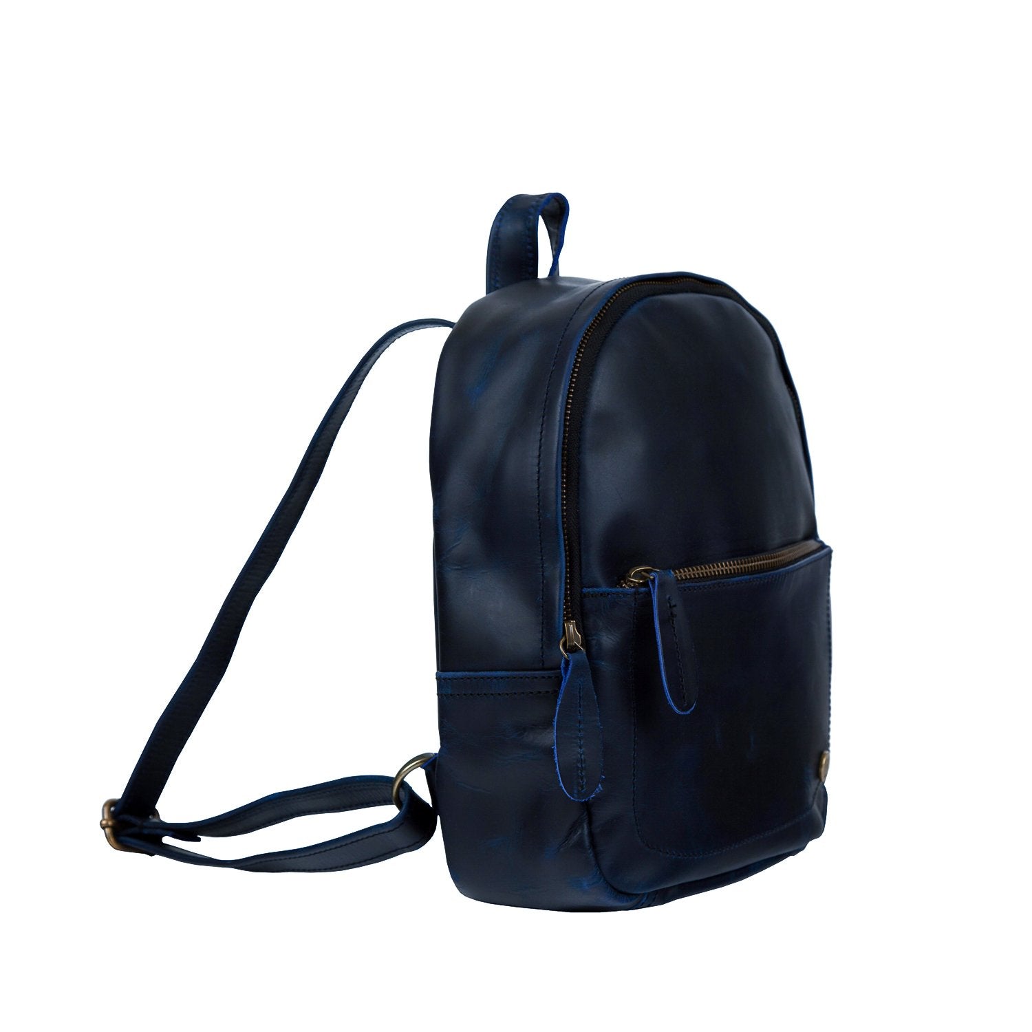 Small Navy Blue Leather Backpack for women - Stylish Leather Bag – MAHI ...