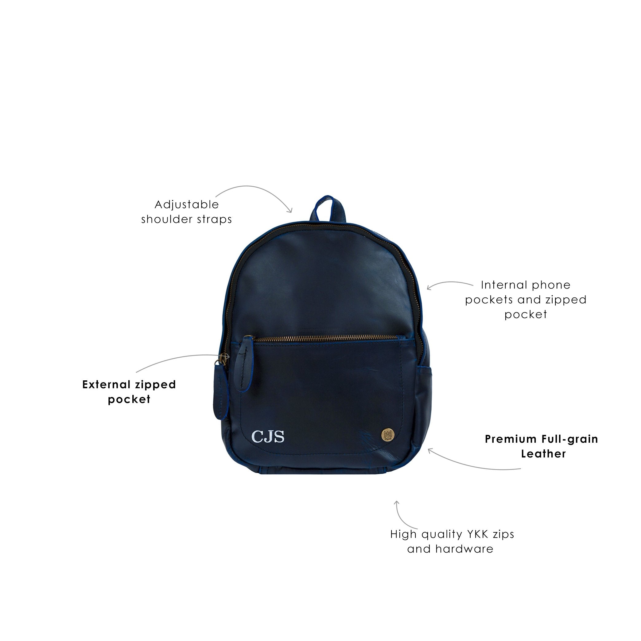 Small Navy Blue Leather Backpack for women - Stylish Leather Bag – MAHI ...