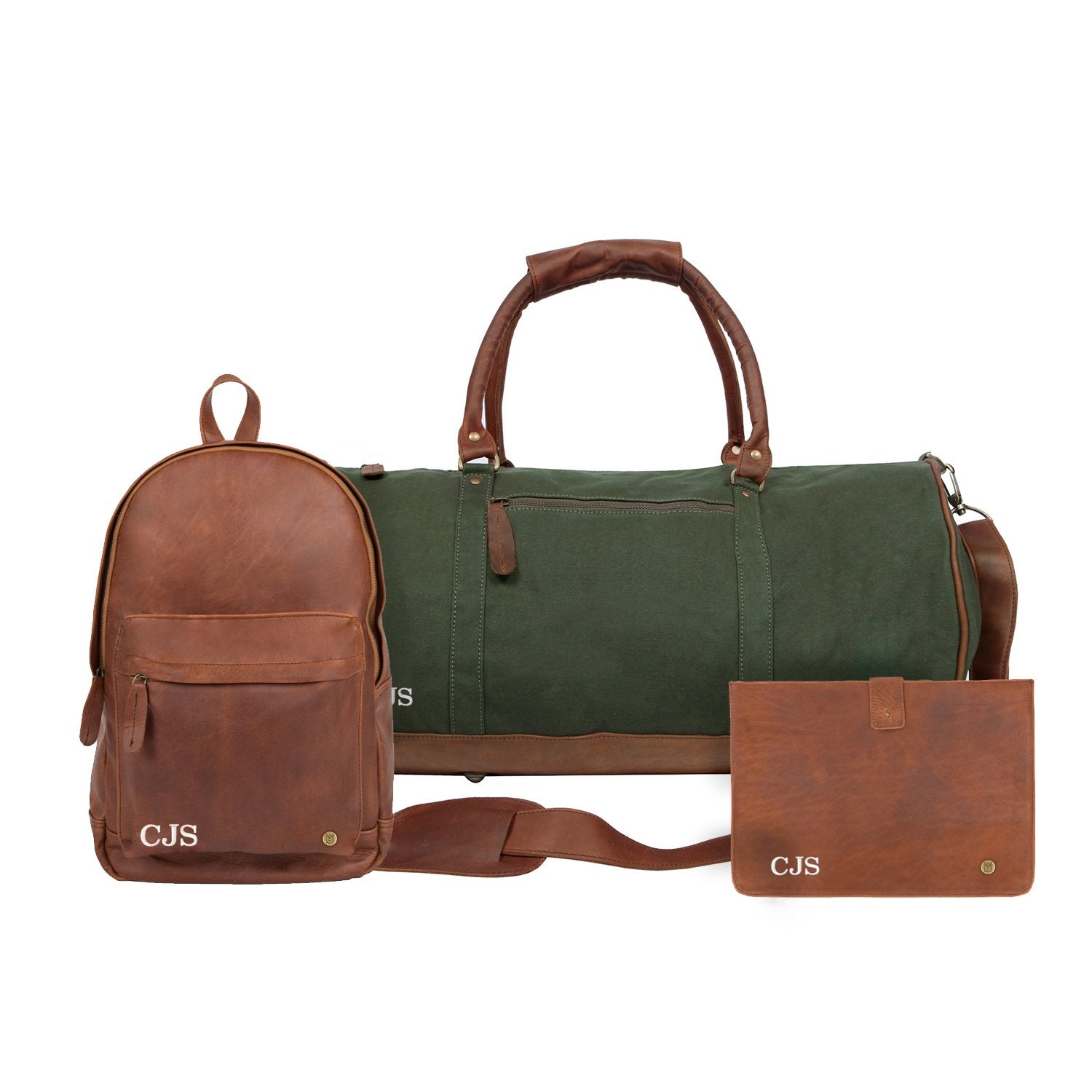 College Gift Set | Gym Bag, Leather Backpack, Leather Laptop Sleeve for ...