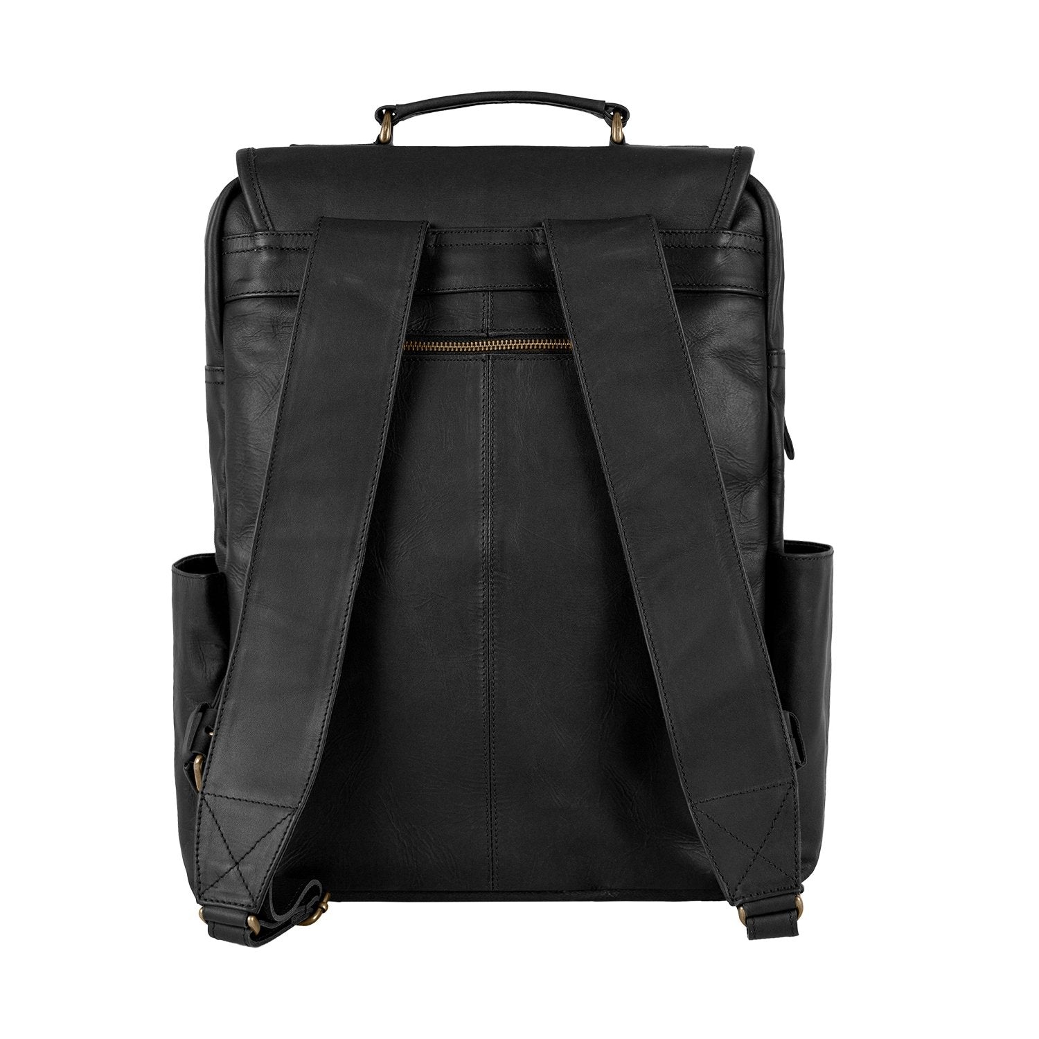 Square Black Leather Backpack 16" Macbook Capacity | Back to School ...